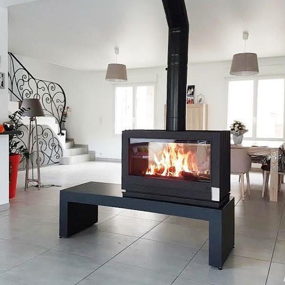 Invicta Aaron 2-Sided Glass 36" Cast Iron Wood Burning Stove – Smokey ...